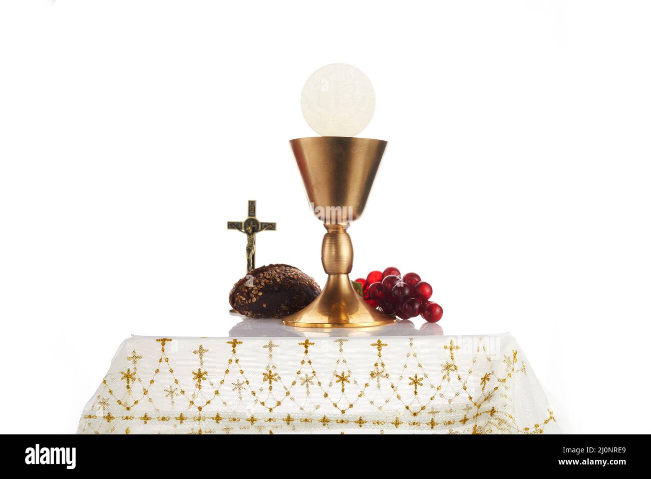 Christian holy communion with Chalice on white background Stock Photo ...