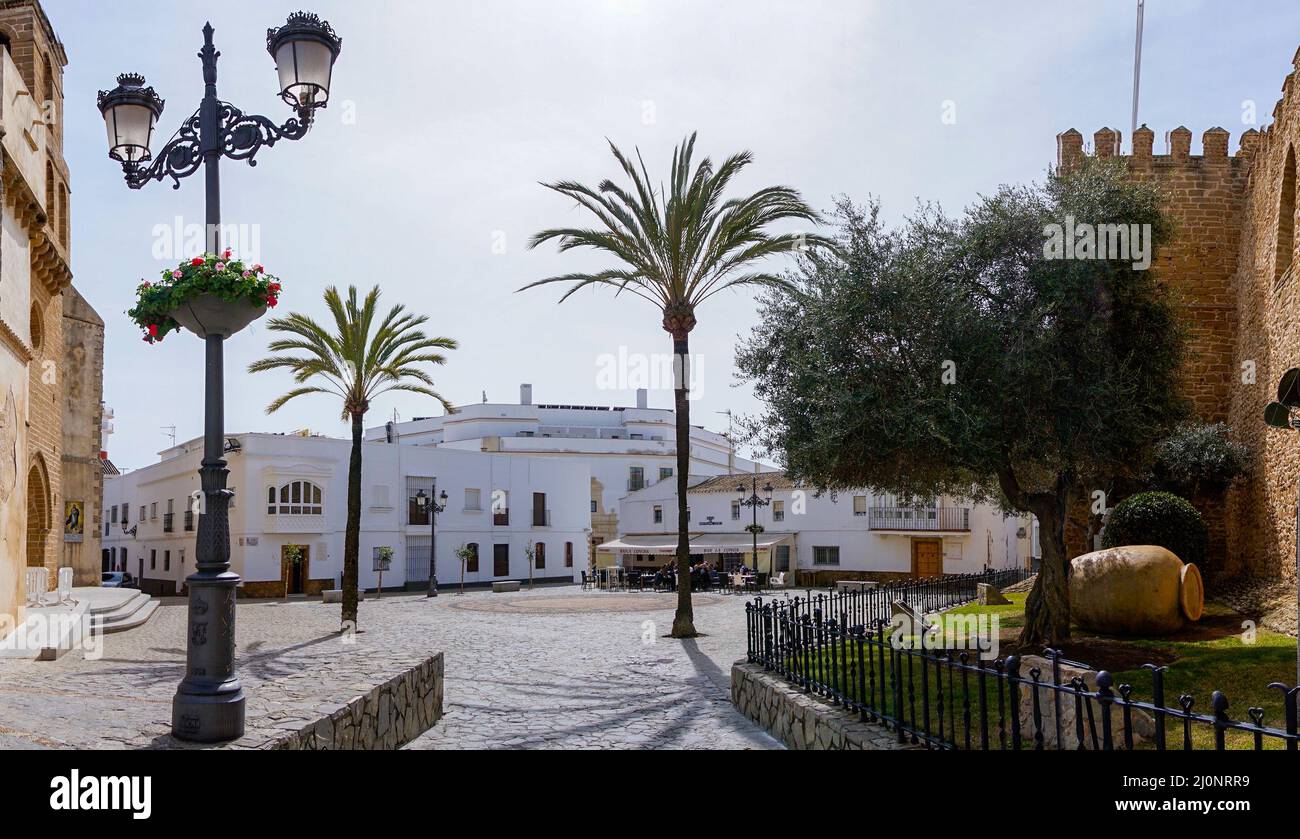 Rota, Spain - 12 March, 2022: the picturesque old city center of Rota ...
