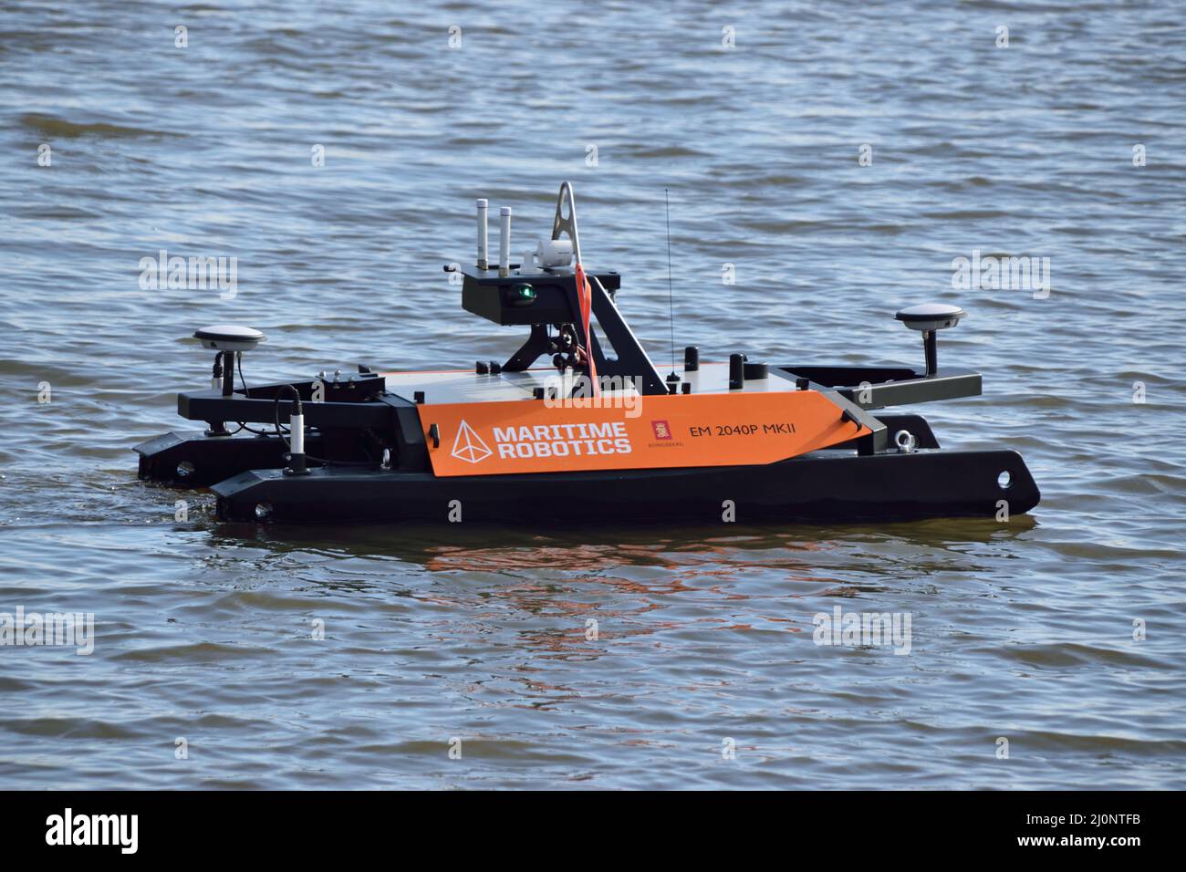 Maritime Robotics Otter Pro Uncrewed Surface Vessel (USV) operating in ...