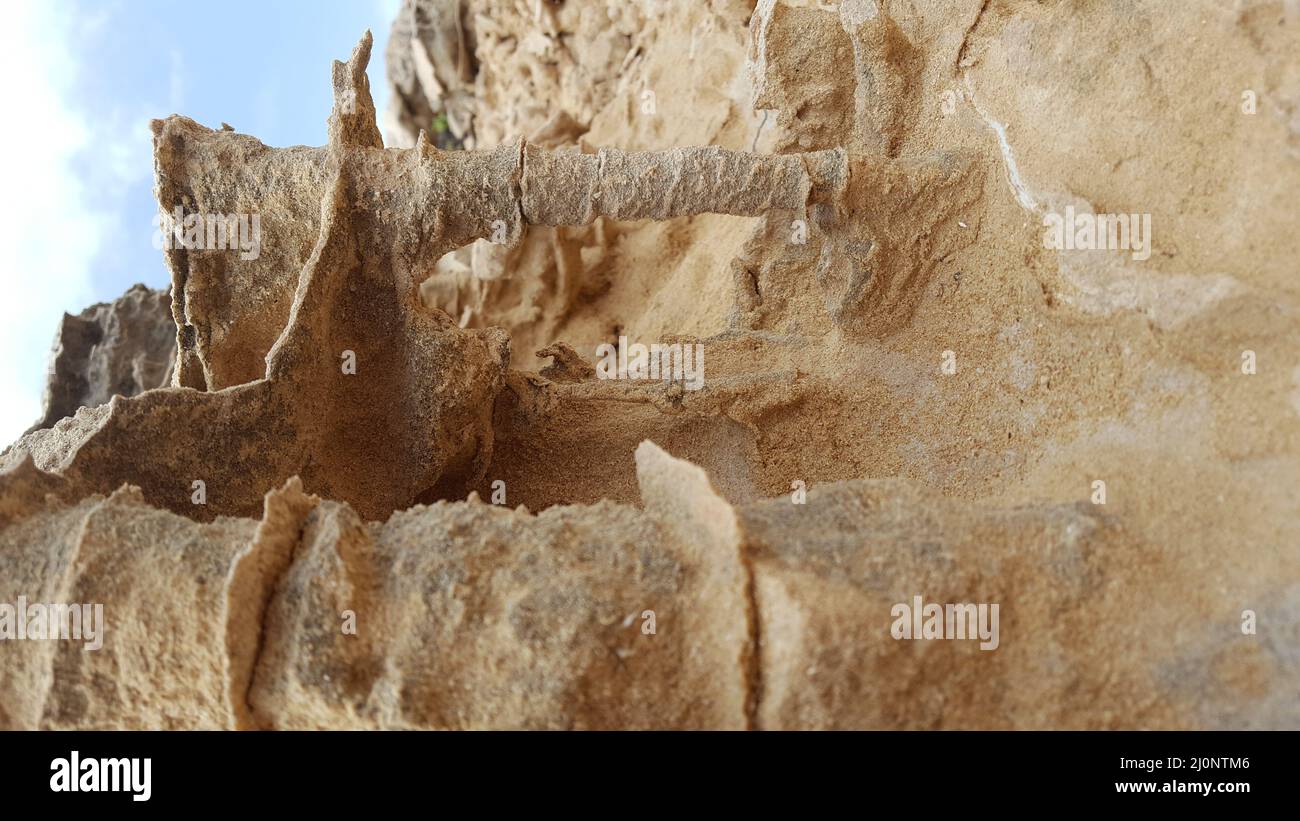 Closeup of textured sandstone rocks Stock Photo - Alamy