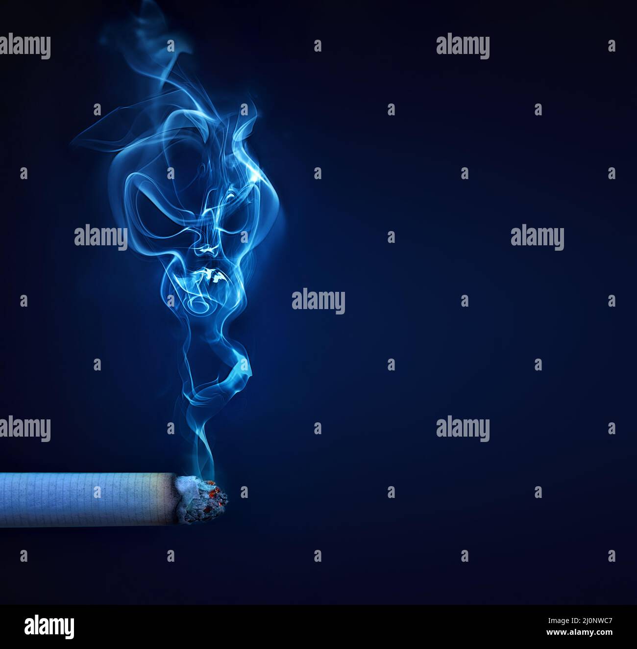 Skull burning cigarette in hi-res stock photography and images - Alamy