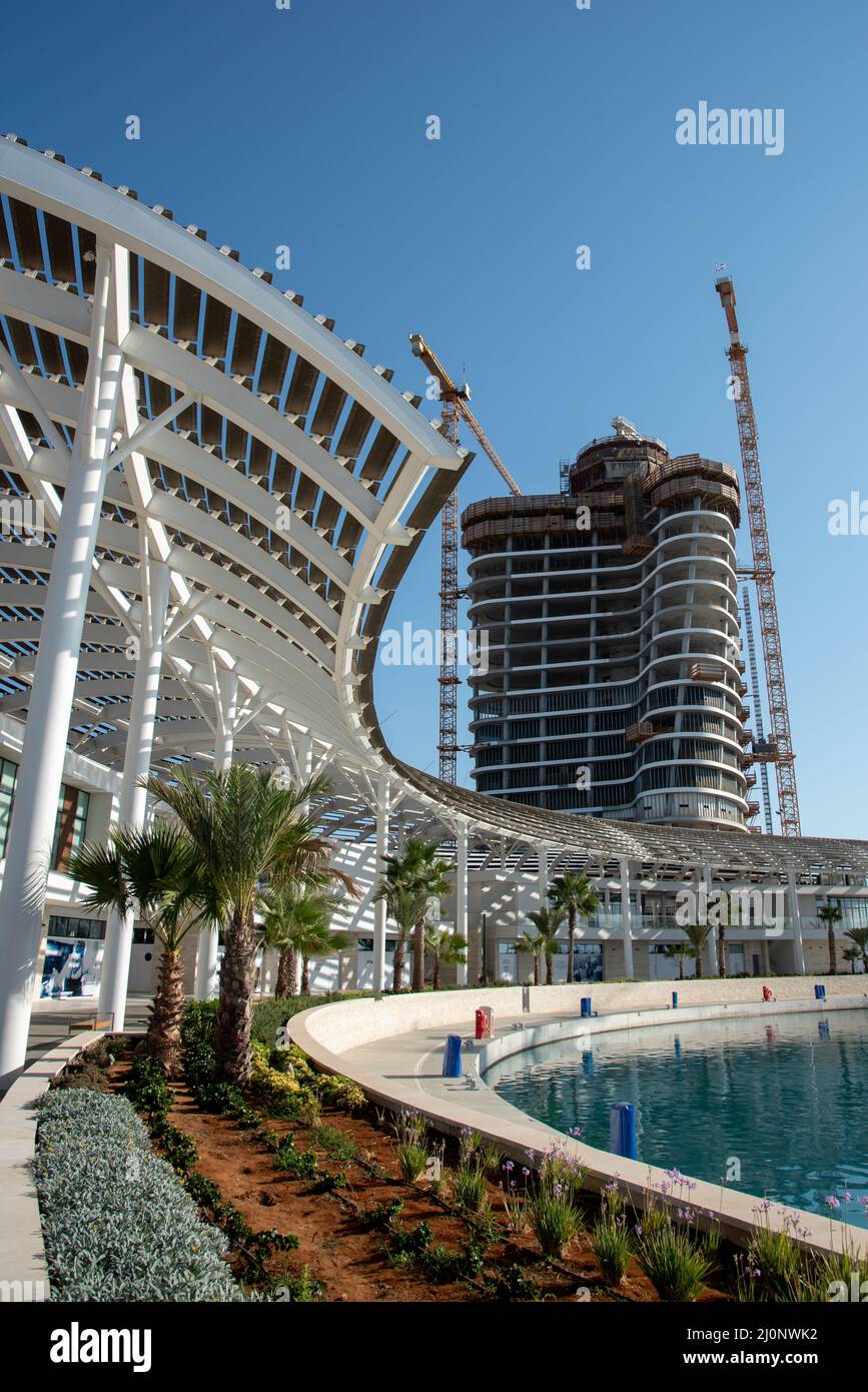 The Ayia Napa marina with modern architecture buildings under ...