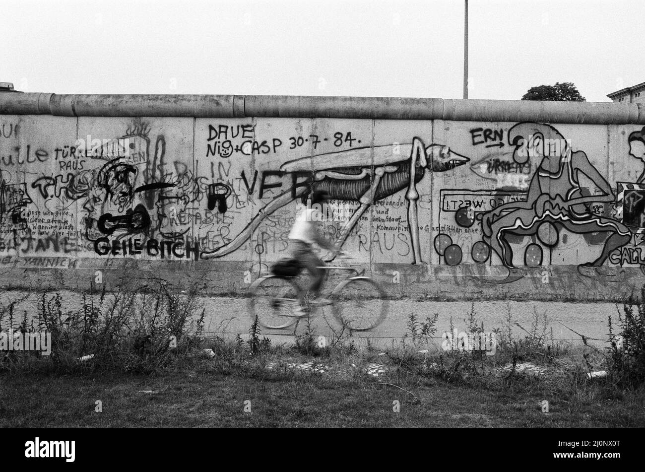 The Berlin Wall. Pictured is the West wall, covered in graffiti. 6th ...