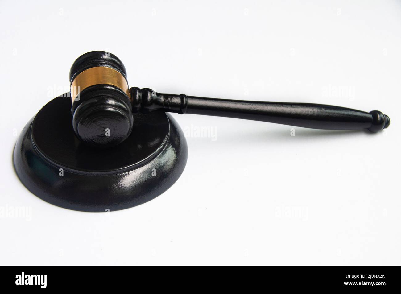 Top view of gavel on white background. Justice and law concept Stock ...