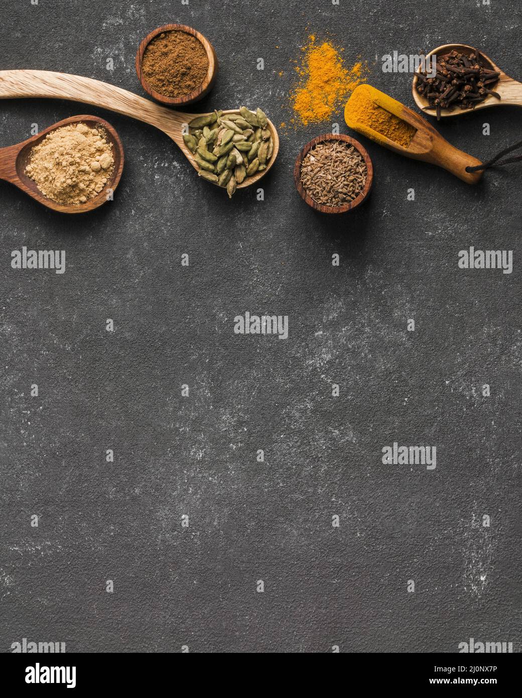 Top view spices frame with copy space. High quality and resolution ...