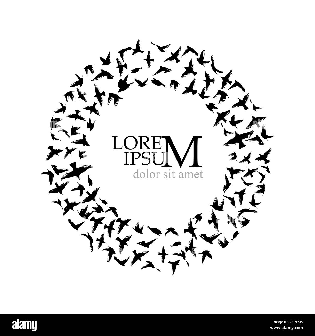 Round frame of flying birds. Vector illustration Stock Vector Image ...