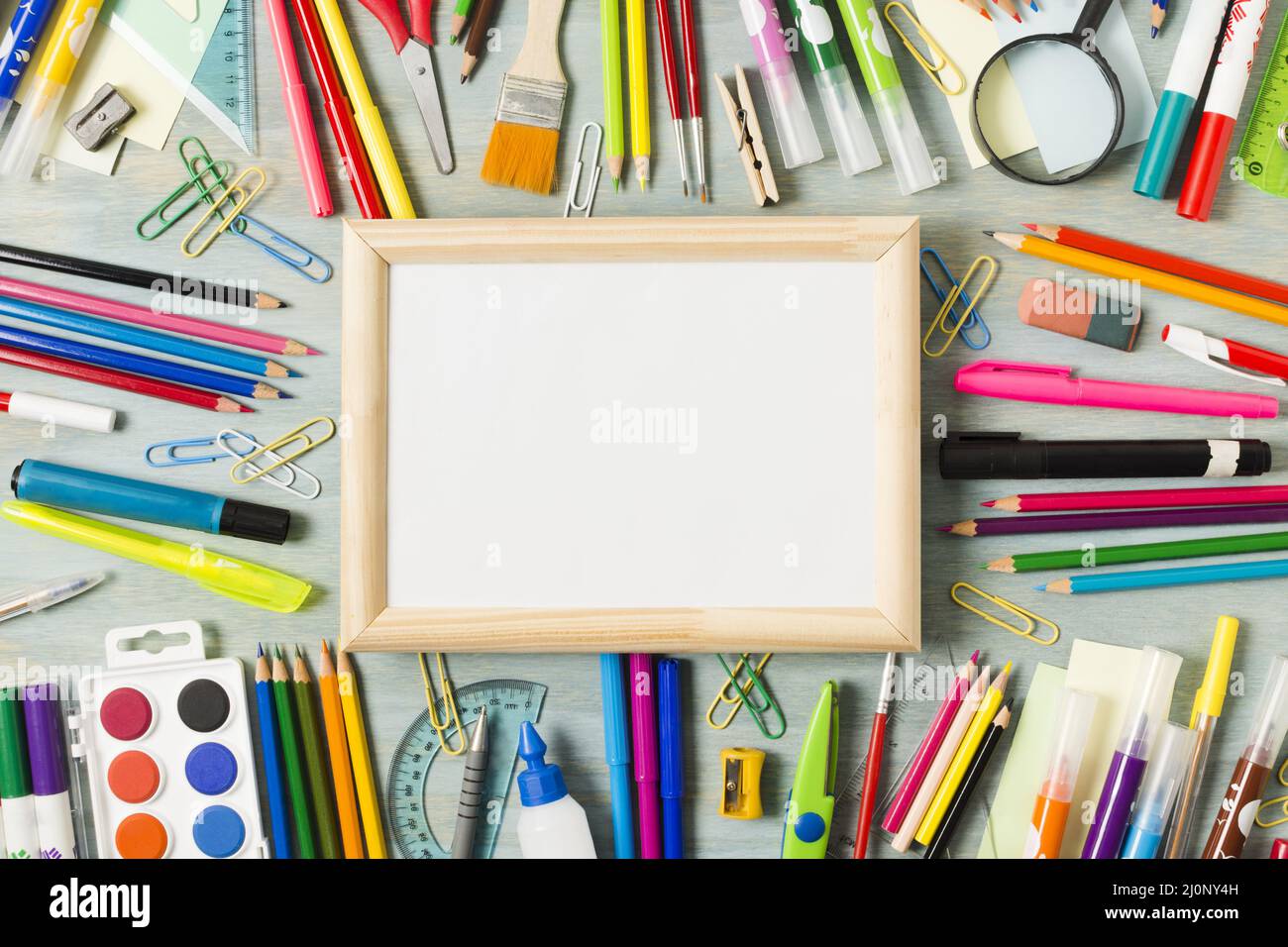 Office table desk with supplies arrangement . High quality and ...