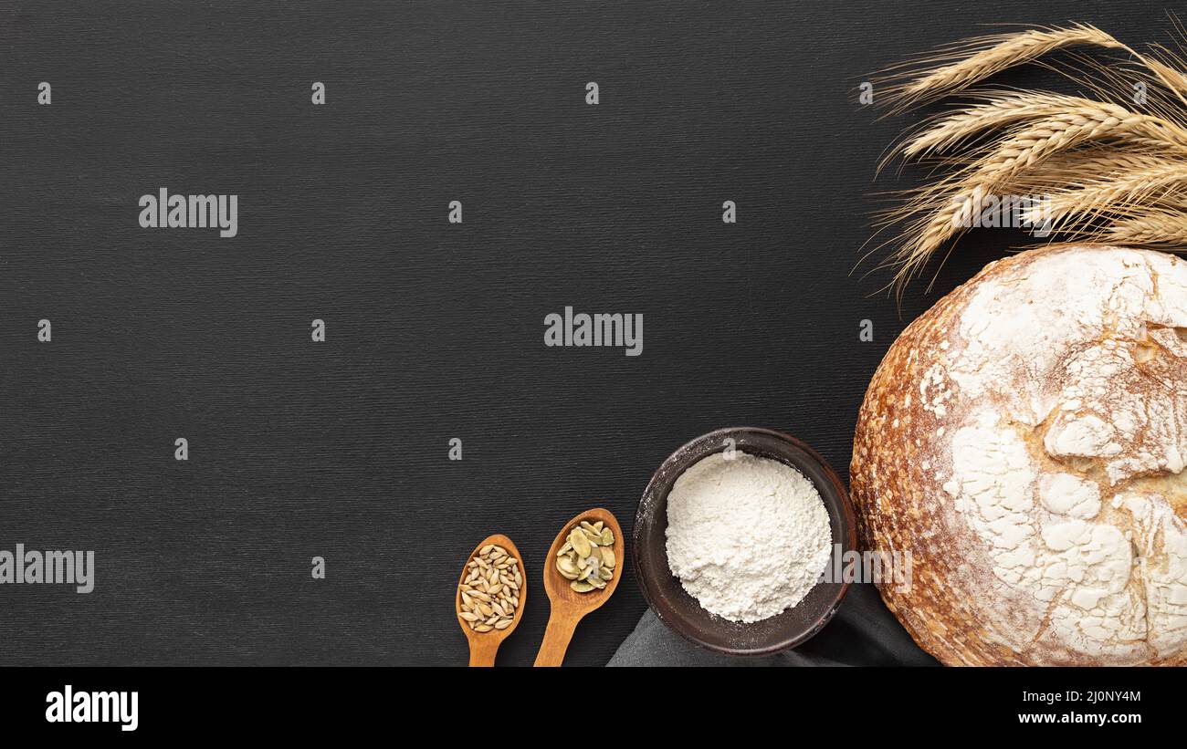 Top view bread concep with copy space. High quality and resolution ...