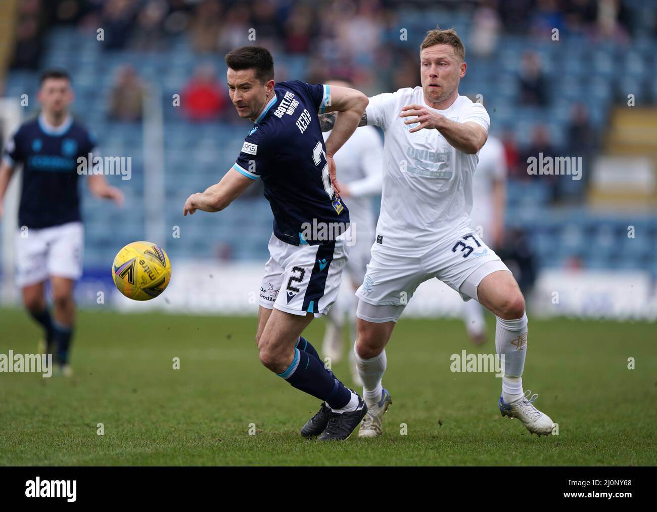 Rangers' Scott Arfield (right) and Dundee's Cammy Kerr battle for the ...