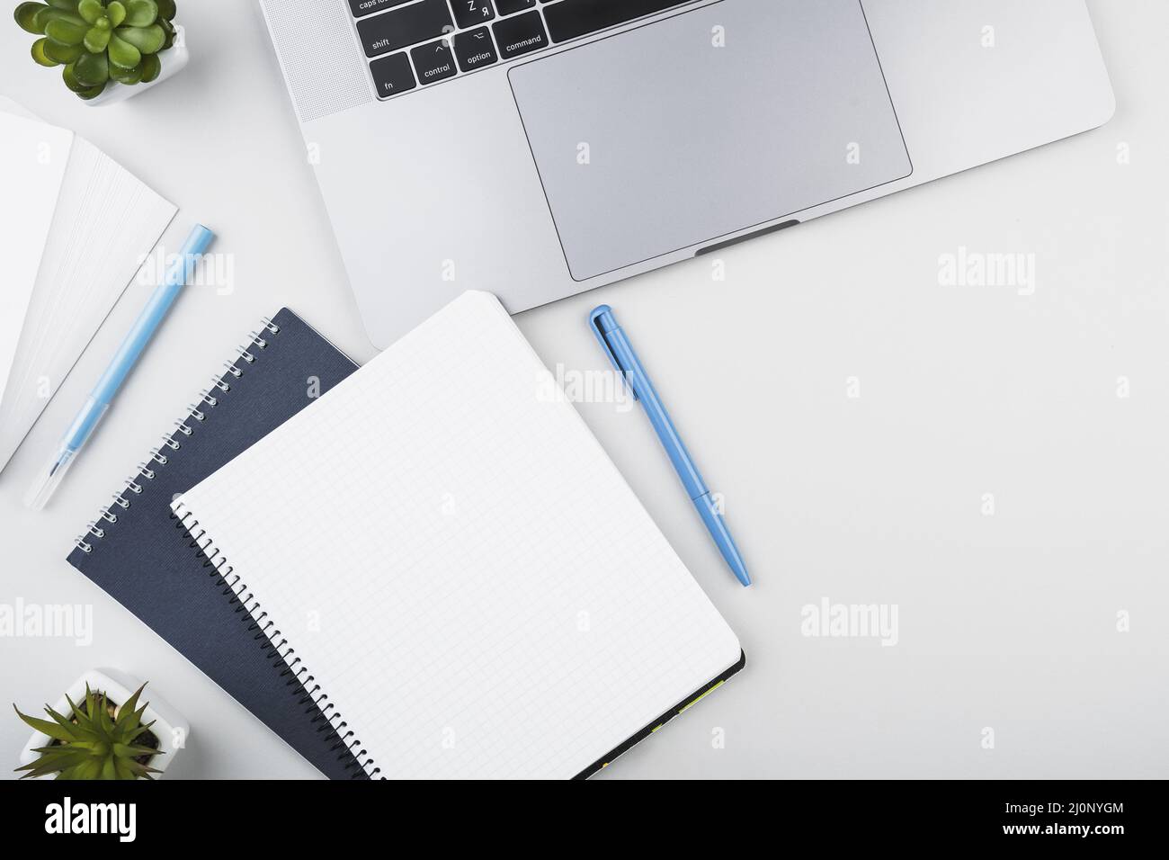 Opened notepad with laptop top view. High quality and resolution ...