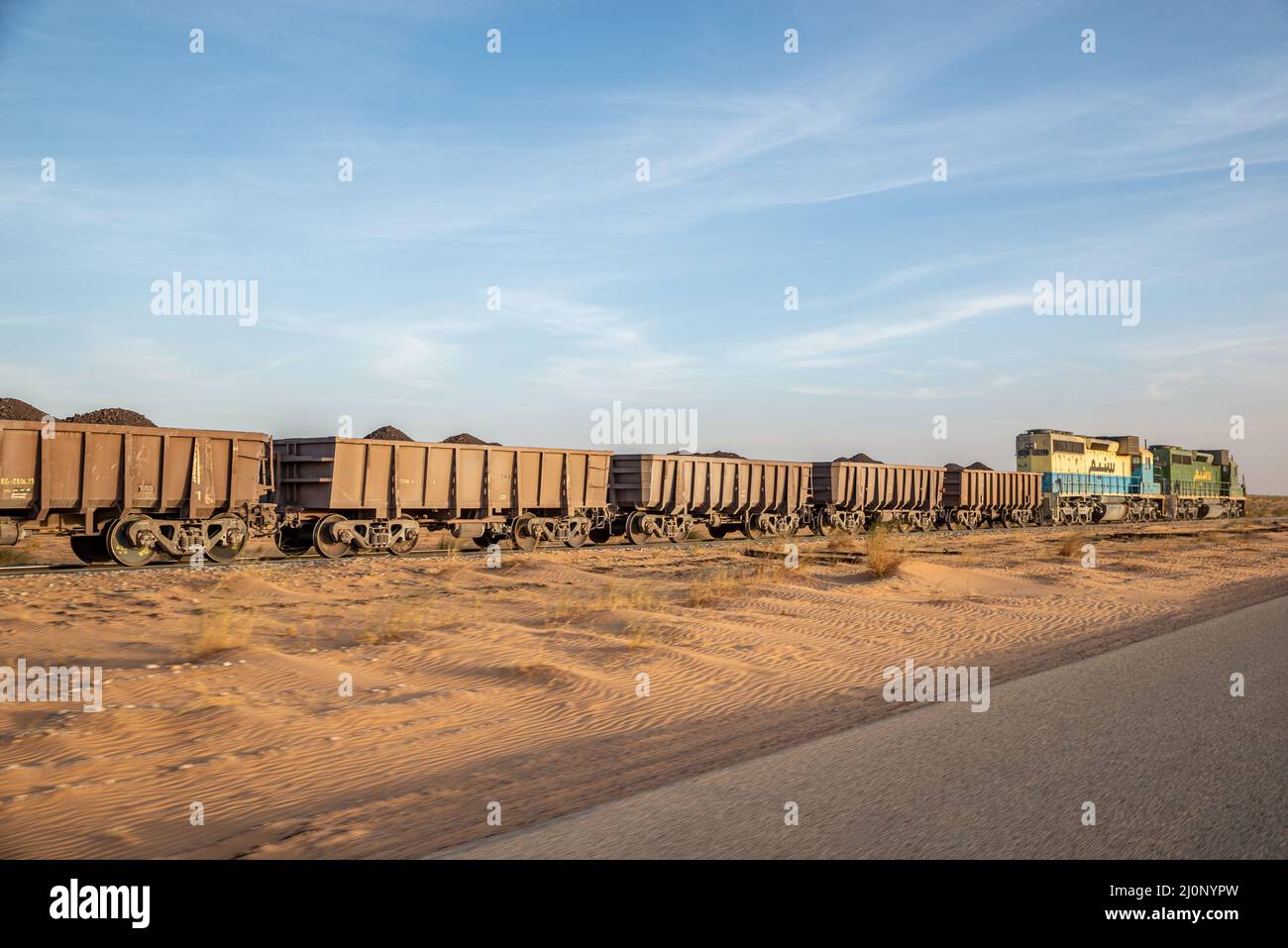 Freight cars of the longest train of the world, Tiris Zemmour Region ...