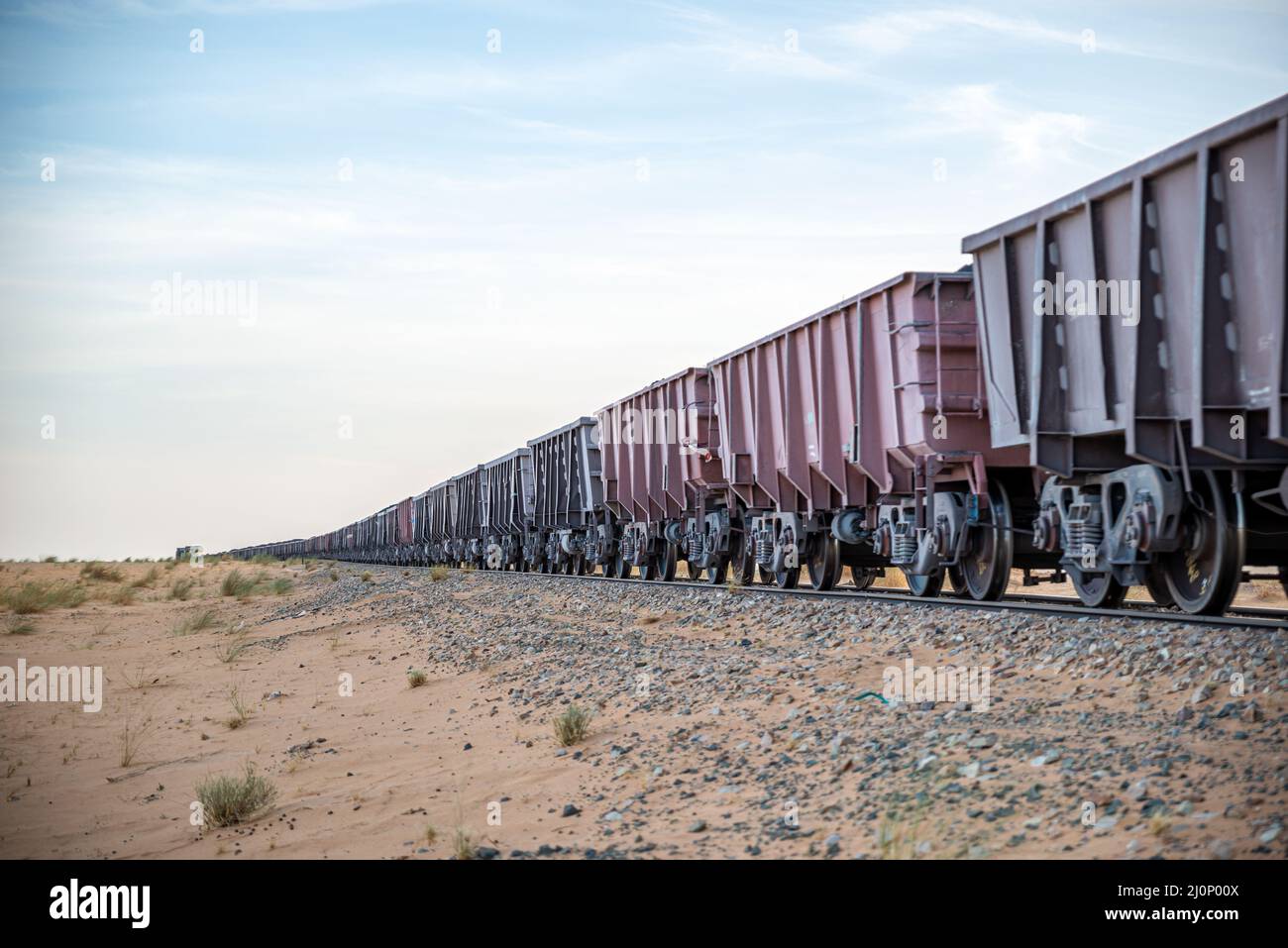 Freight cars of the longest train of the world, Tiris Zemmour Region ...