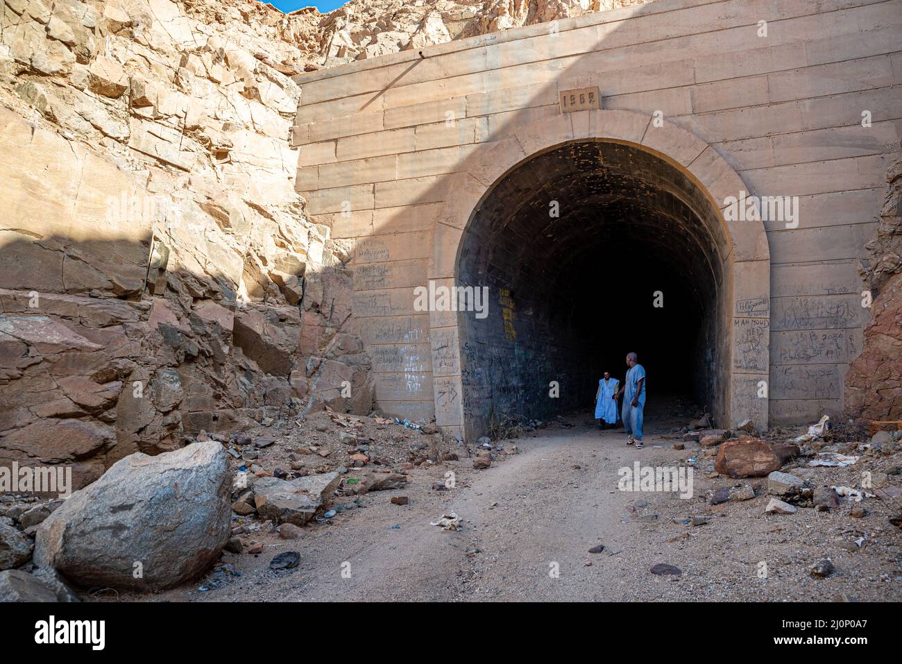 Abandoned Choum tunnel of Mauritanian railway, Mauritania Stock Photo ...