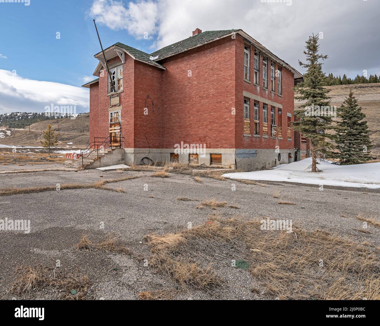 Abandoned school at Coleman in the Crowsnest Pass in Alberta, Canada ...