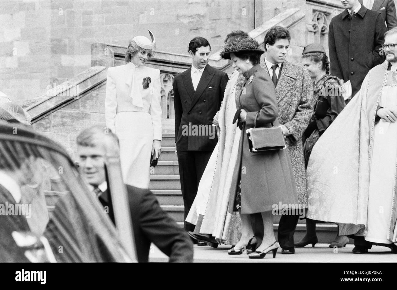 The Royal family pictured at St George's Chapel, Windsor, after the ...