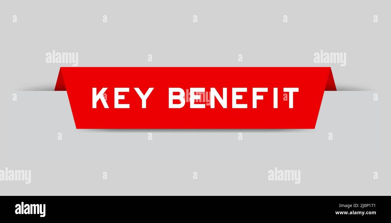 Red color inserted label with word key benefit on gray background Stock ...