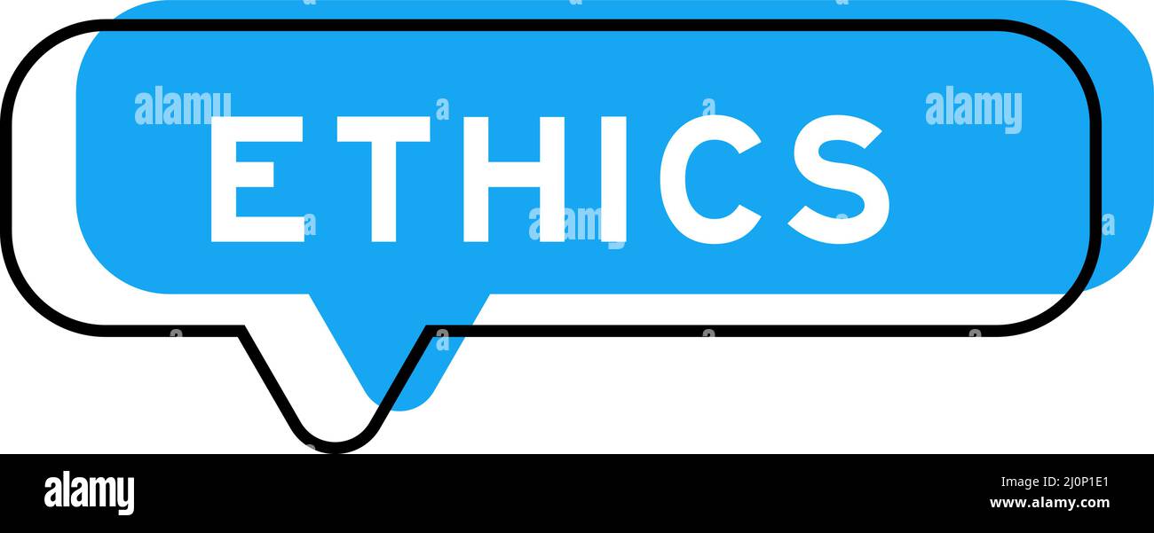 Speech banner and blue shade with word ethics on white background Stock ...