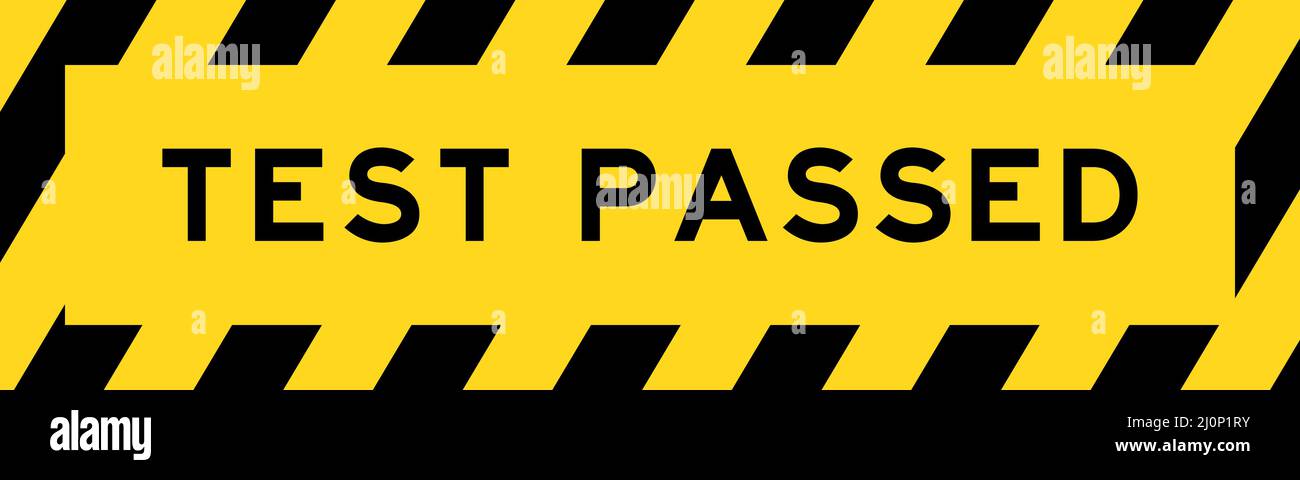 Yellow and black color with line striped label banner with word test ...
