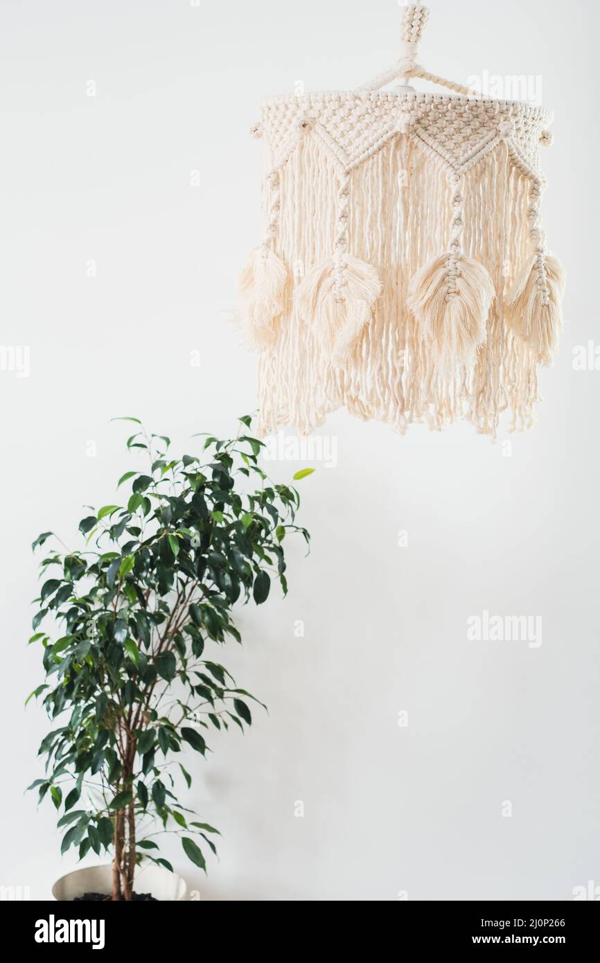 Lamp boho style made with macrame technique Stock Photo - Alamy