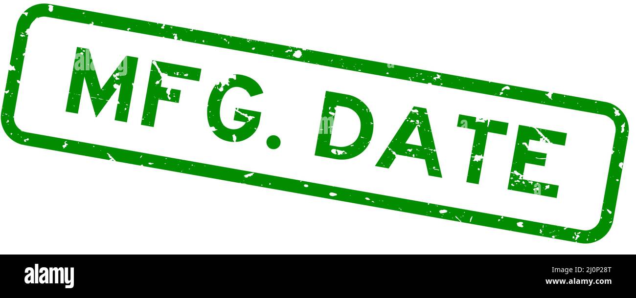 Grunge green mfg date word square rubber seal stamp on white background ...