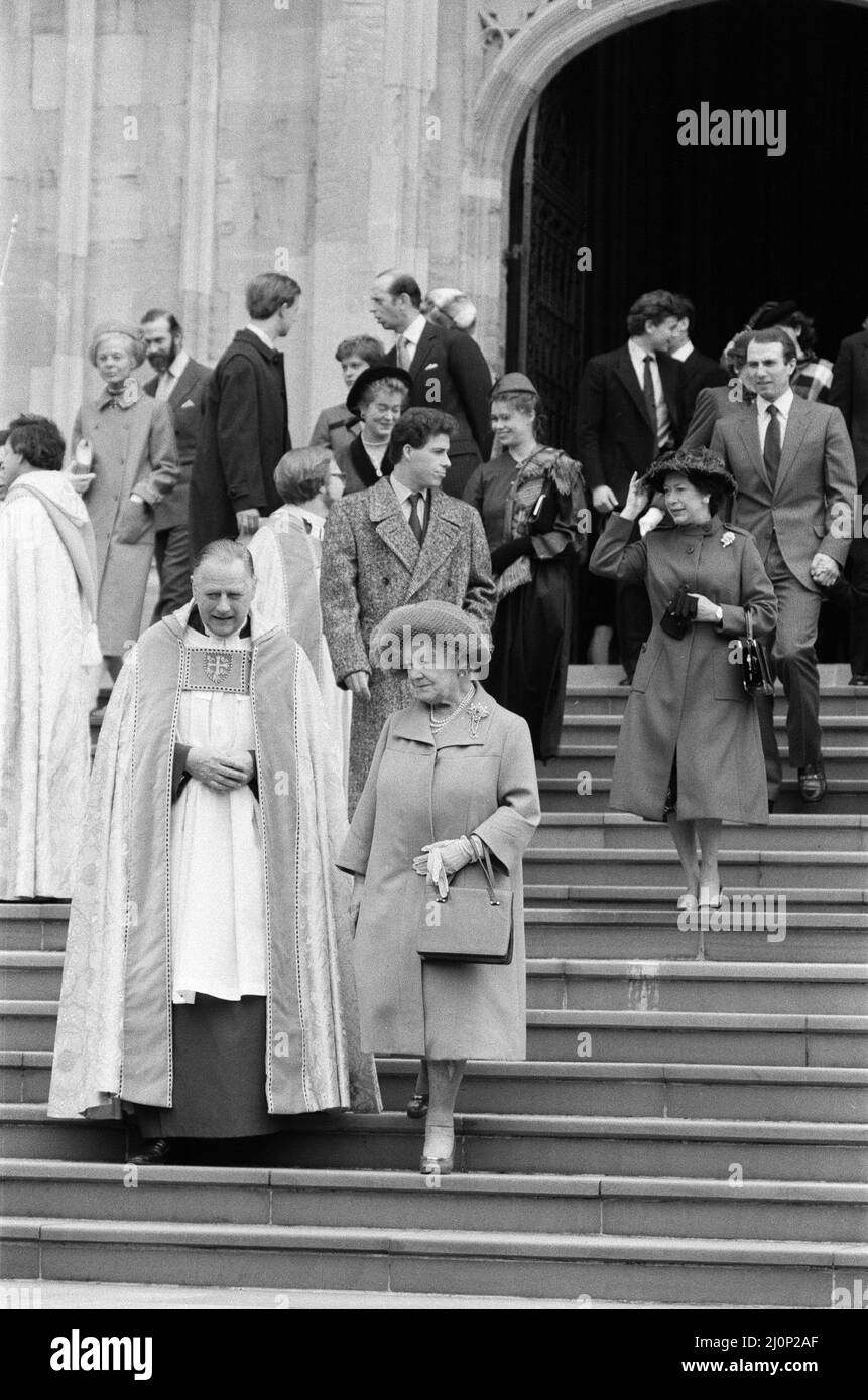 The Royal family pictured at St George's Chapel, Windsor, after the ...