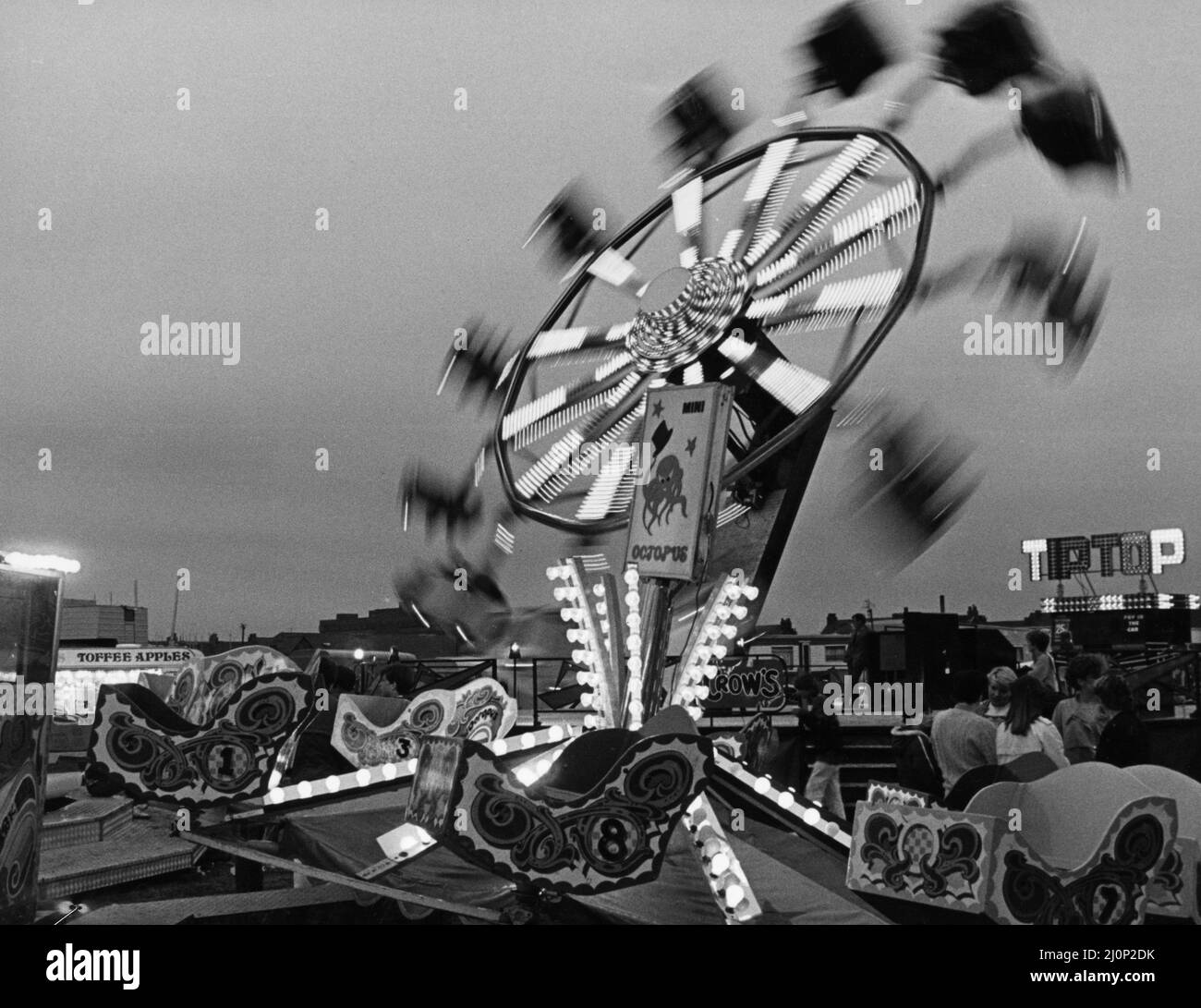 Night at the funfair Black and White Stock Photos & Images - Alamy
