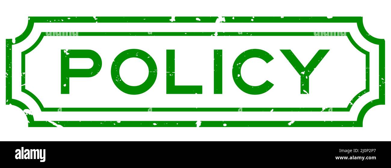 Grunge green policy word square rubber seal stamp on white background ...