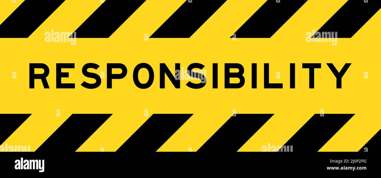 Yellow and black color with line striped label banner with word ...