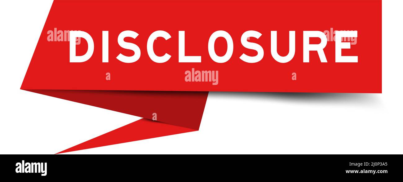 Red color speech banner with word disclosure on white background Stock ...