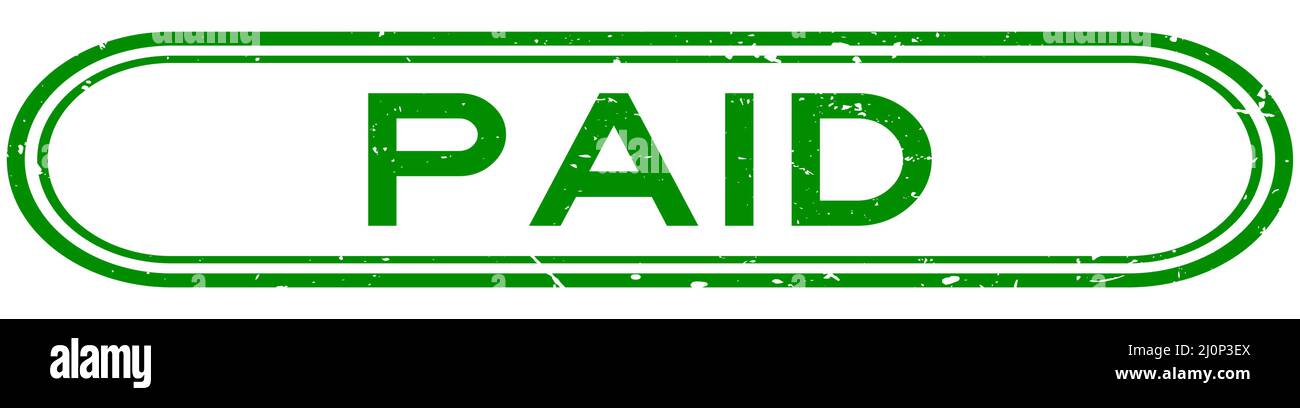 Grunge green paid word rubber seal stamp on white background Stock ...