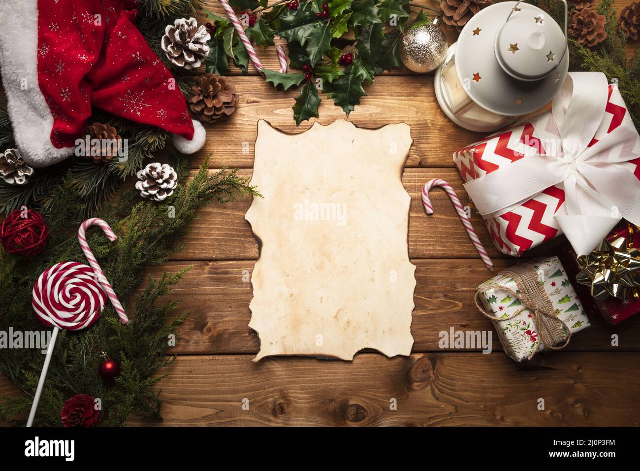 Top view santa claus empty list. High quality and resolution beautiful ...