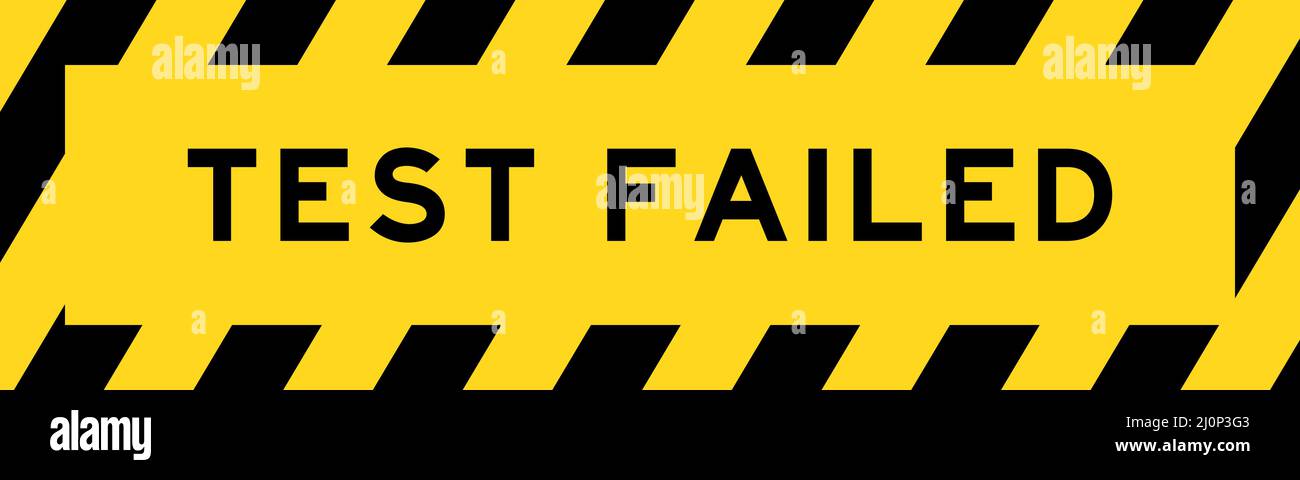 Yellow and black color with line striped label banner with word test ...