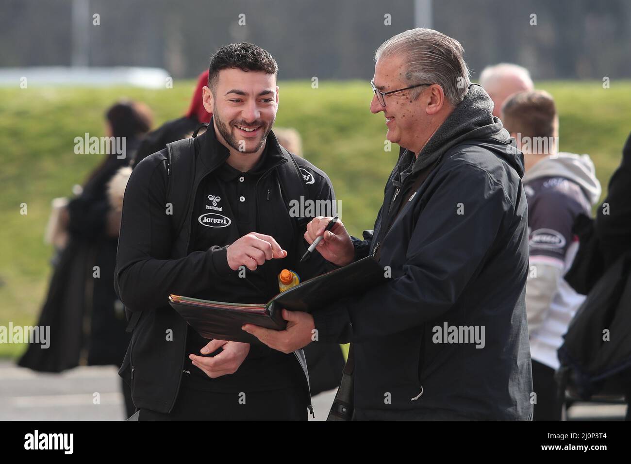 Jake Connor #1 of Hull FC signs autographs for the supporters Stock ...