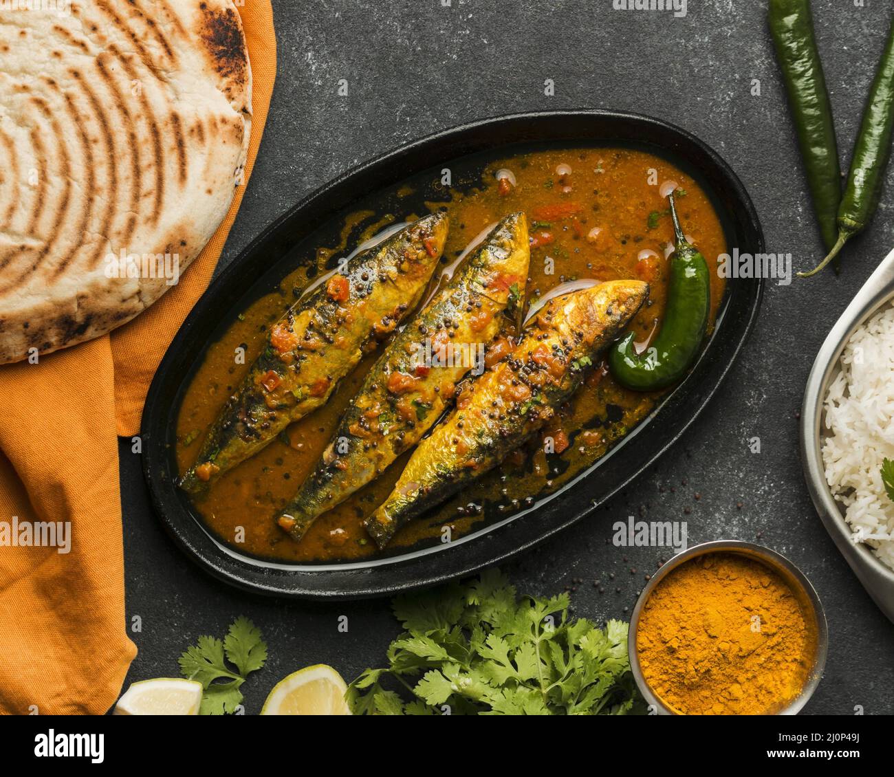 Top view delicious fish meal. High quality and resolution beautiful ...