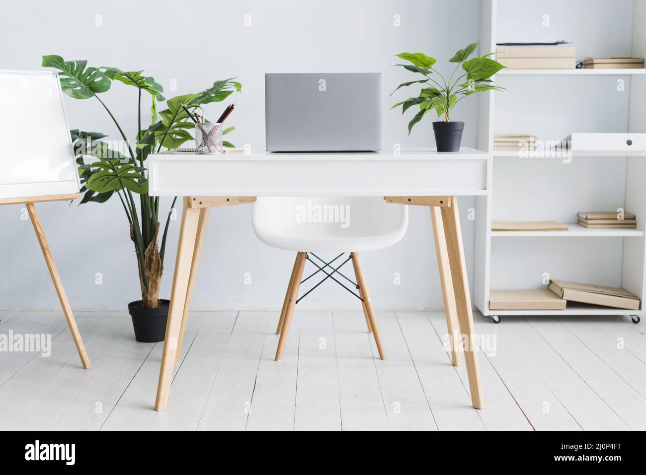 Office employee workspace with laptop table . High quality and ...