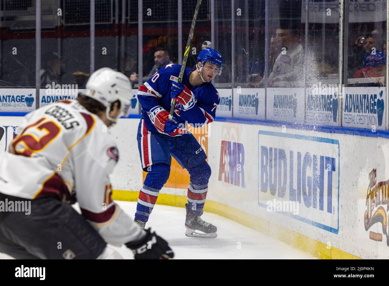 March 18, 2022: Rochester Americans defenseman Nate Knoepke (70) skates ...