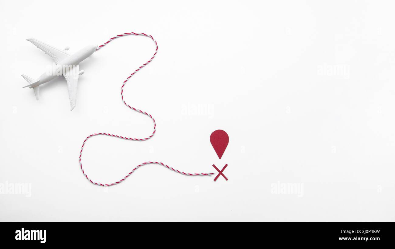 Top view airplane with destination mark. High quality and resolution ...