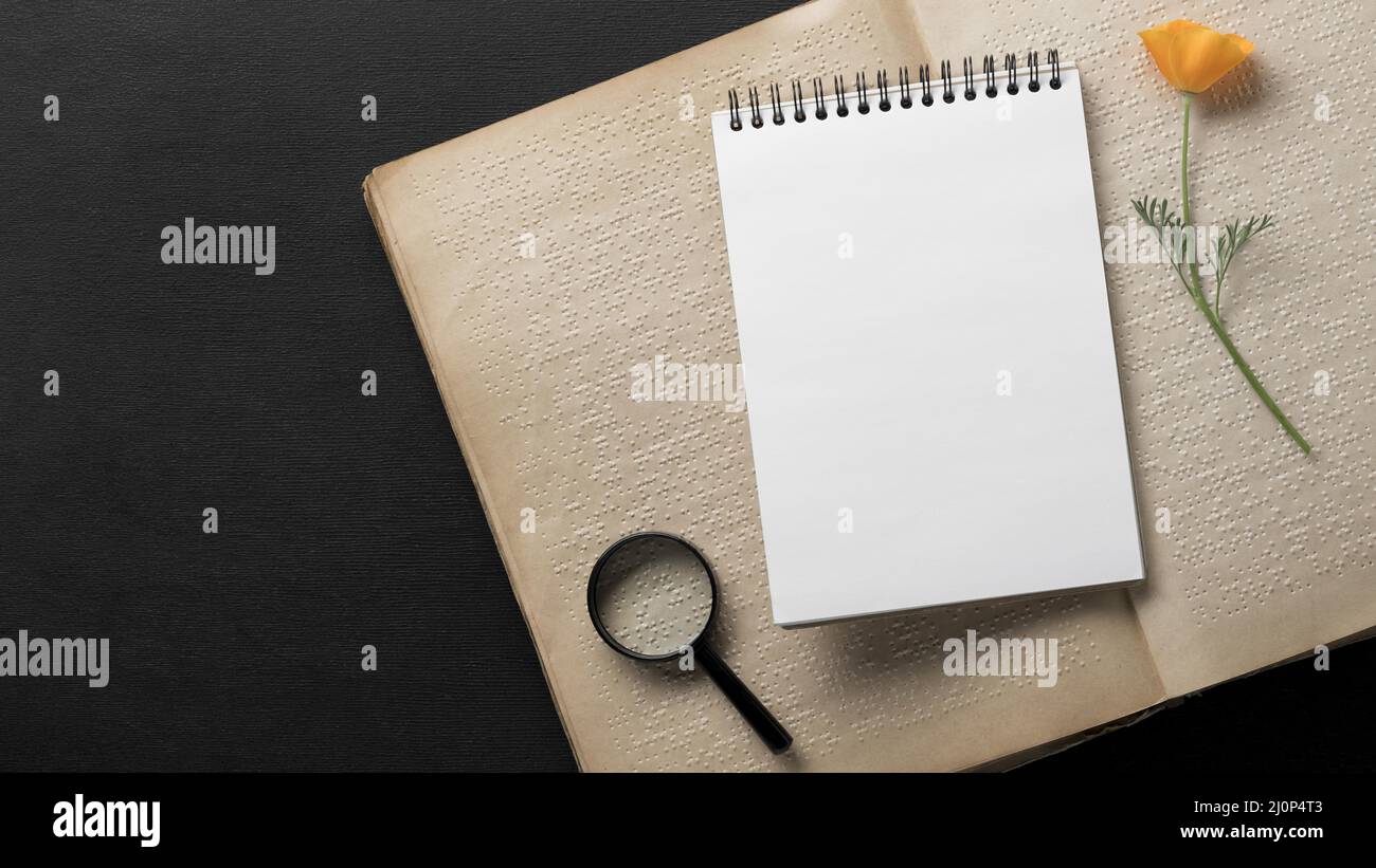 Top view notebook braille book. High quality and resolution beautiful ...