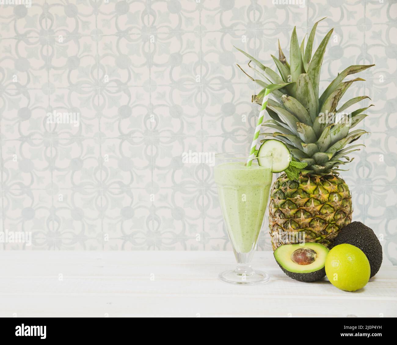 Summer smoothie with pineapple copyspace. High quality and resolution ...
