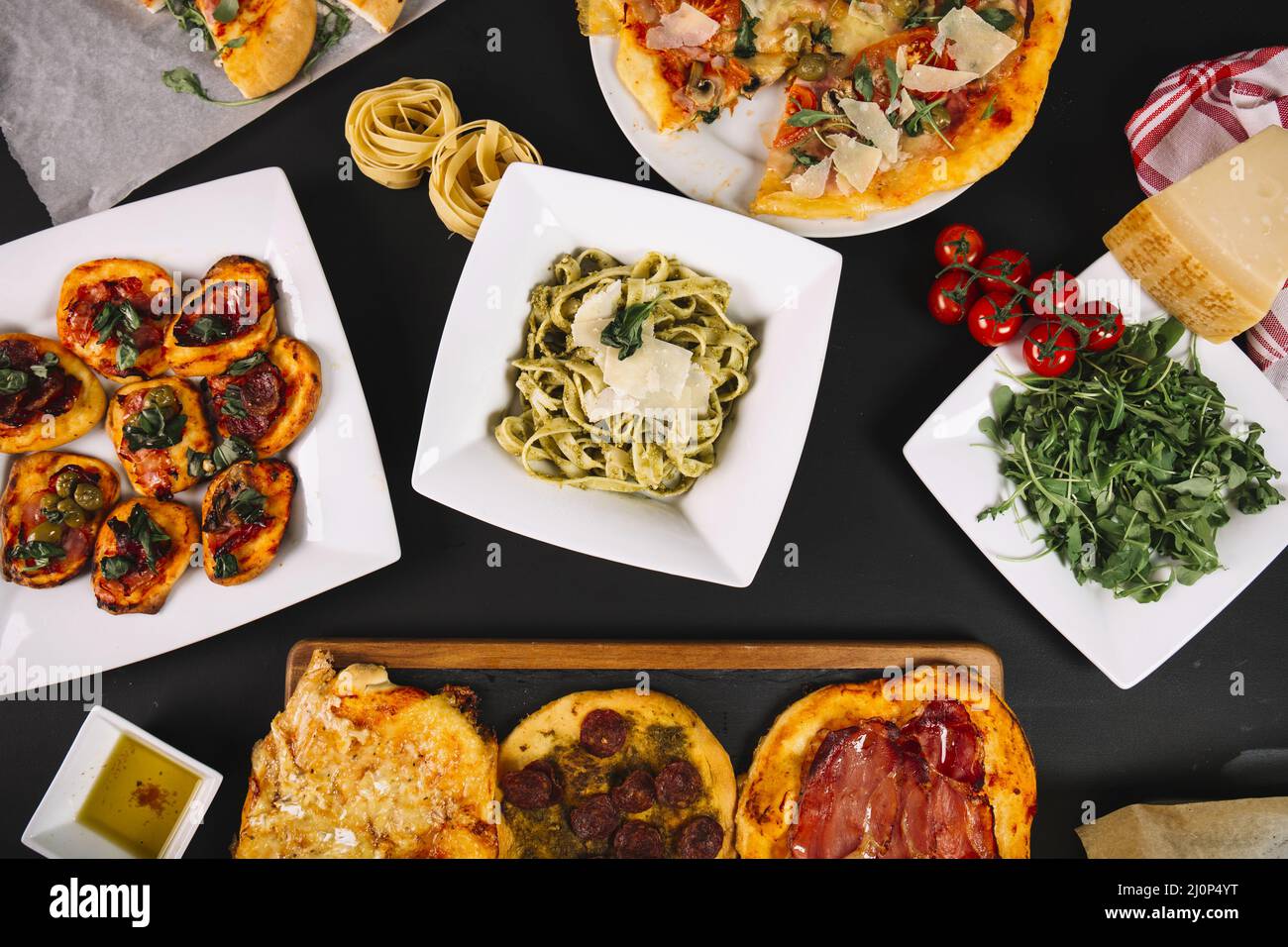 Vegetables pizzas near pasta. High quality and resolution beautiful ...