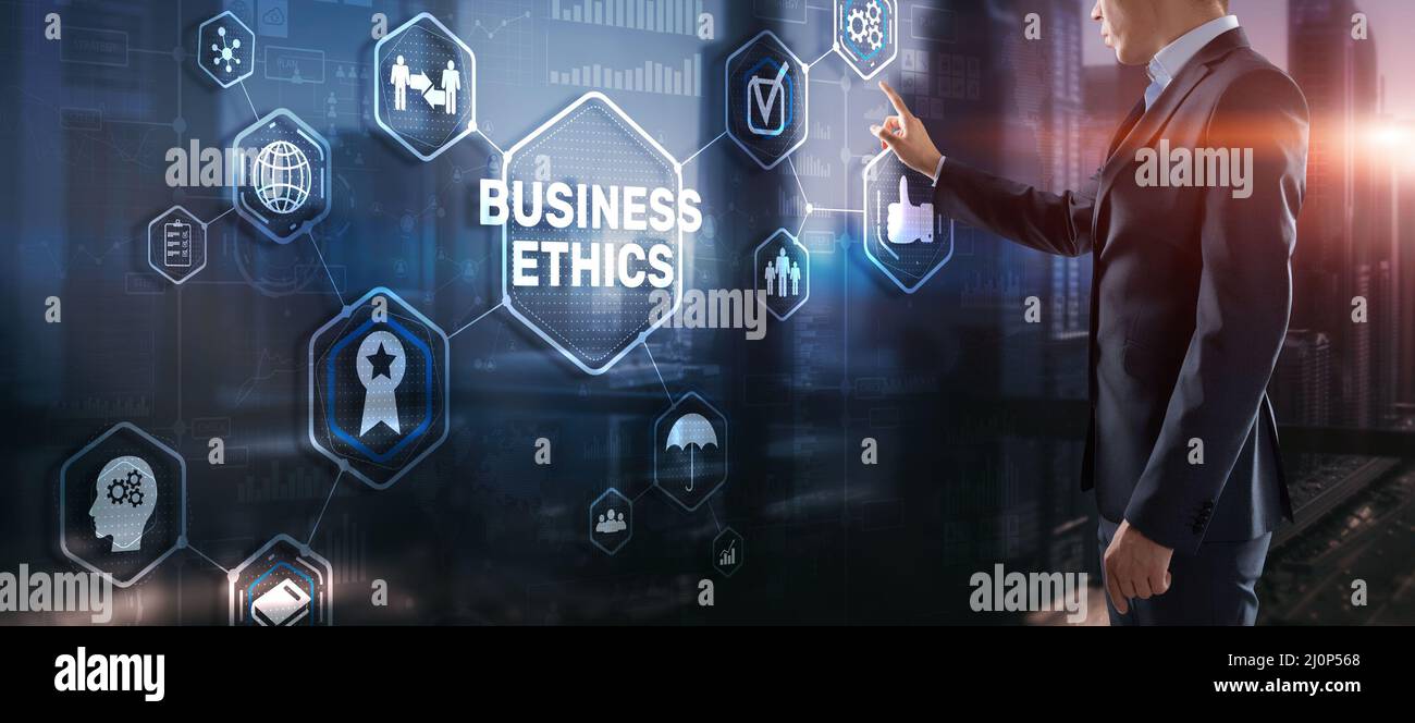 Business ethics Behavior and manners concept. Businessman pressing ...
