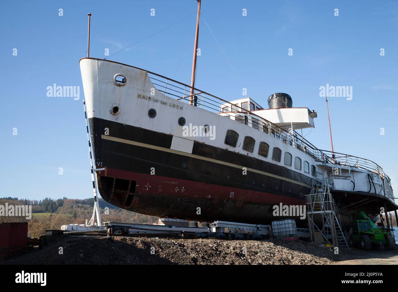 Steam ship Maid of the Loch at Balloch, Loch Lomond, Scotland. Taken ...