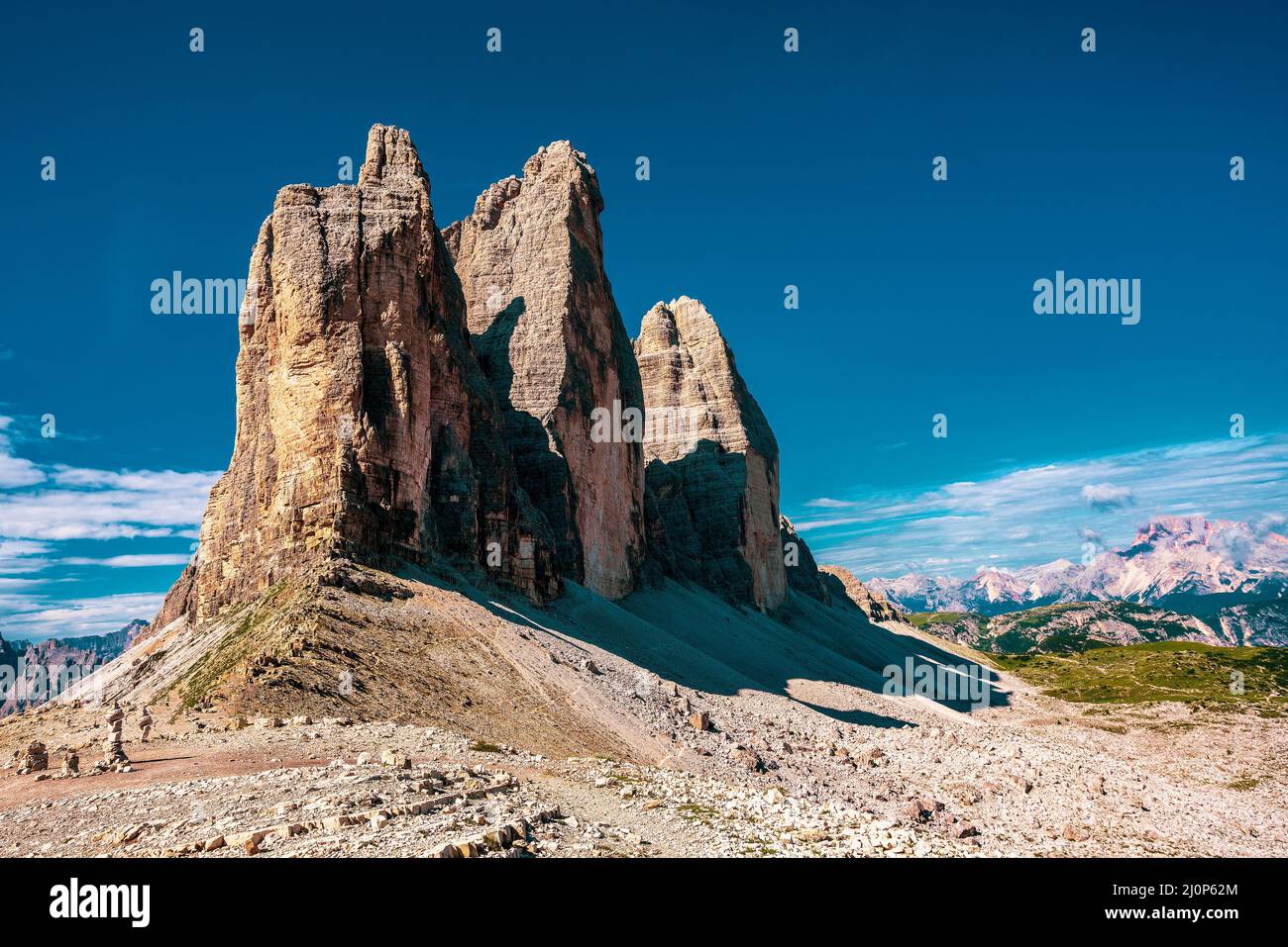View of the north face of the Three Peaks Stock Photo - Alamy