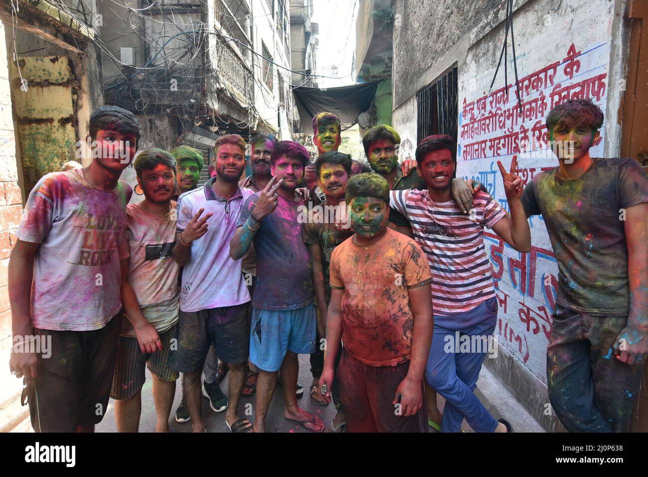 (3/19/2022) A group of young boys celebrating Holi in Kolkata. (Photo ...