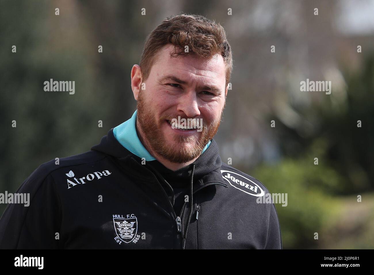 Scott Taylor #30 of Hull FC arrives at The MKM Stadium ahead of today’s ...