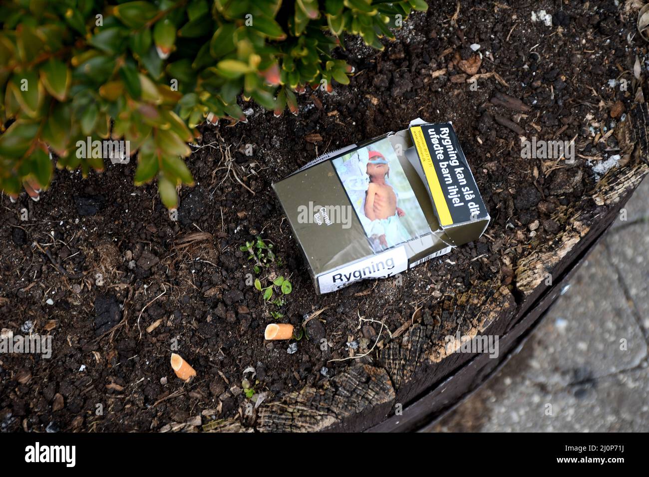 Copenhagen/Denmark/.20 .March 2022/. Cigarettes smoking health warning ...