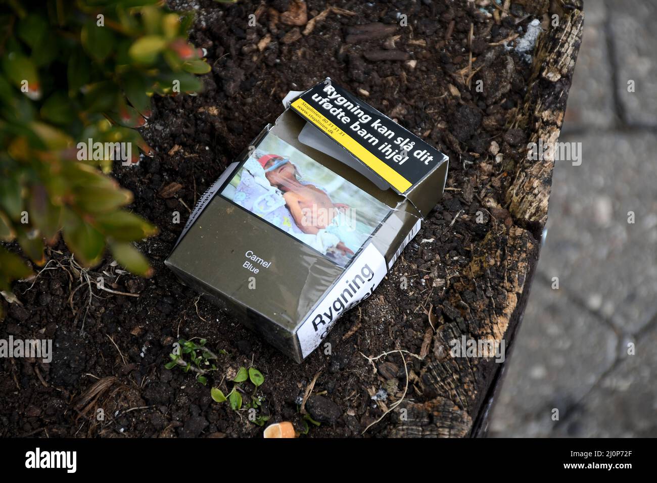 Copenhagen/Denmark/.20 .March 2022/. Cigarettes smoking health warning ...