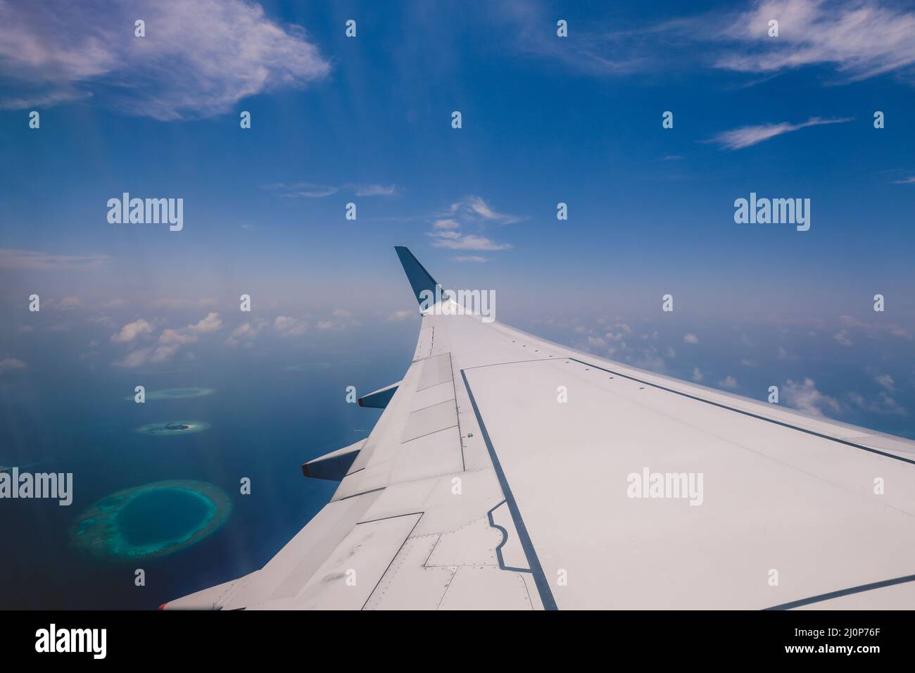 Aerial View from Aircraft Window to the Male Island among the Blue ...