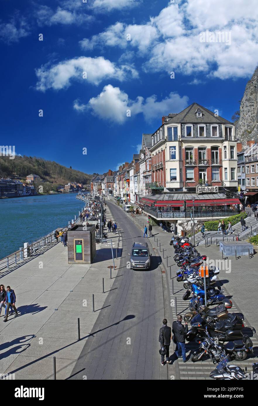 Dinant, Belgium - March 9. 2022: View on riverside promenade of river ...