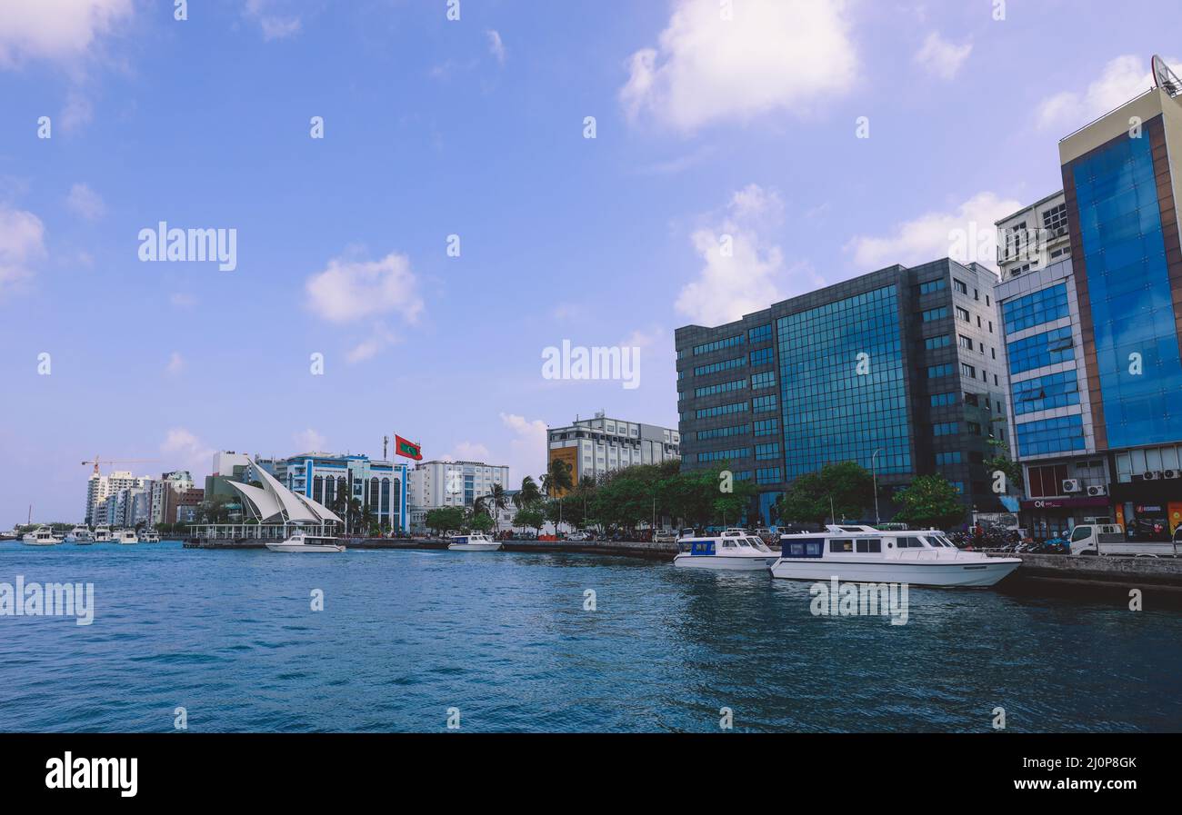 Ships in the Maldivian Blue Water Marina of the Male City Stock Photo ...